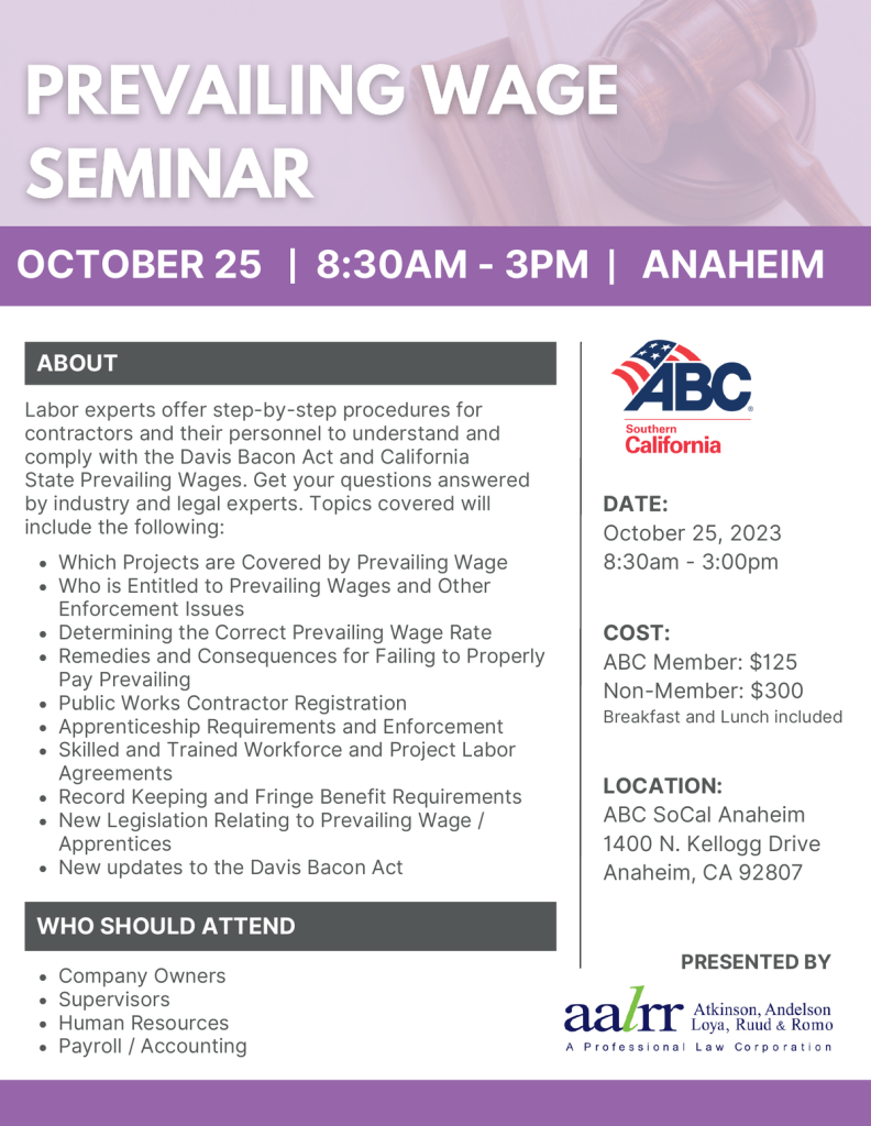 Prevailing Wage Seminar - ABC Southern California
